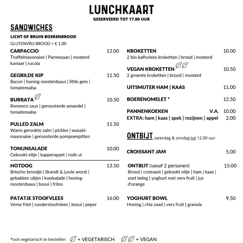 Menukaart - Restaurant Natuurlijk